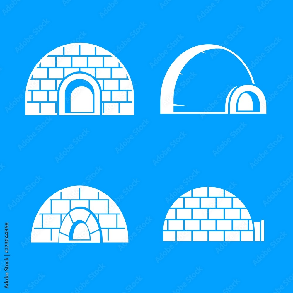 Frozen igloo icon set. Simple set of frozen igloo vector icons for web ...