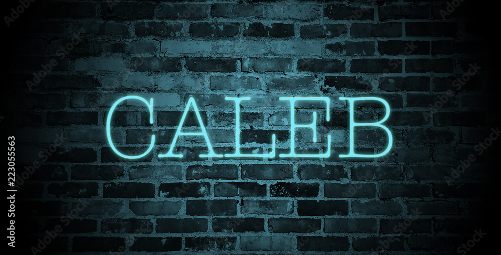 first name caleb in blue neon on brick wall Stock Illustration | Adobe ...