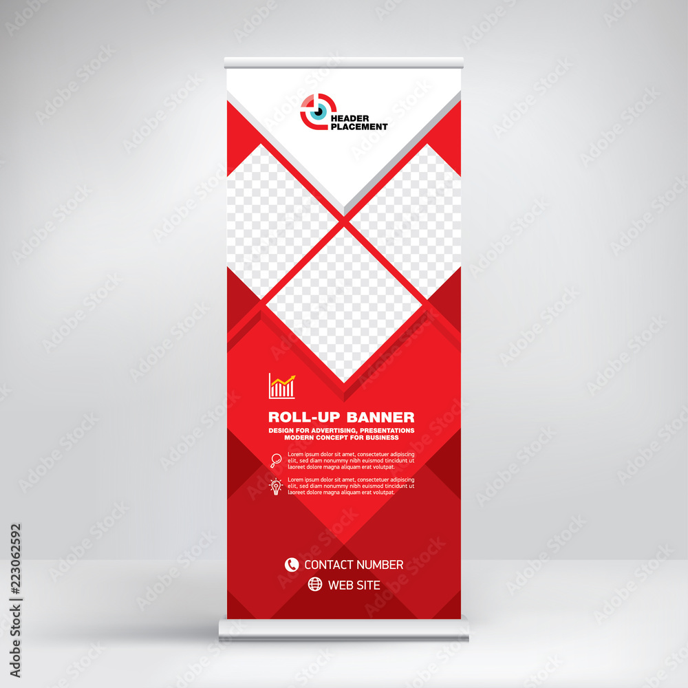 Roll-up design, modern graphic style, banner for advertising goods and ...
