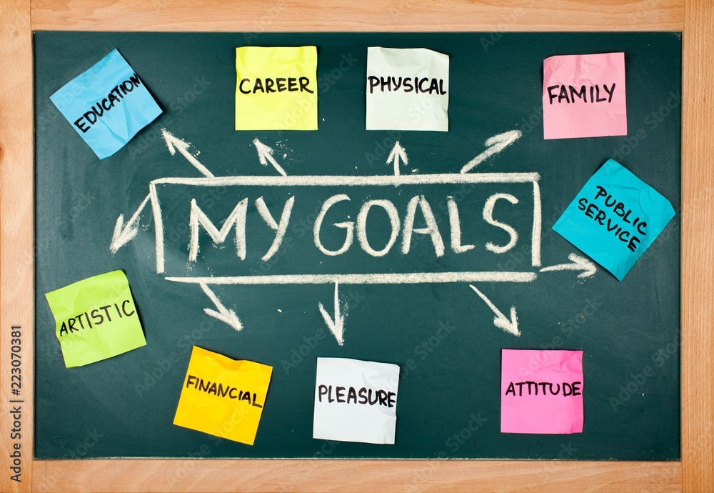 Goals On Sticky Notes On Blackboard Stock Photo | Adobe Stock