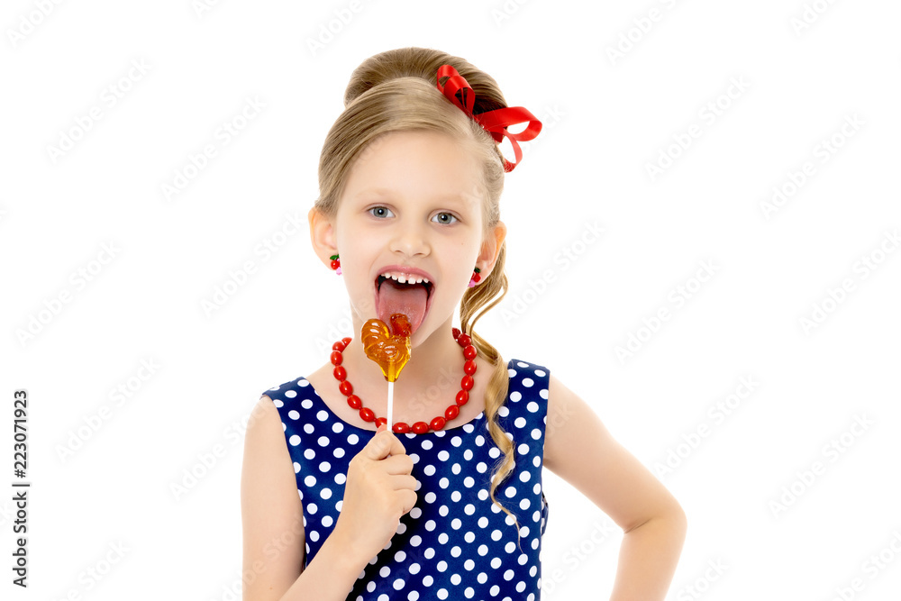 Little Girl Licking Lollipop