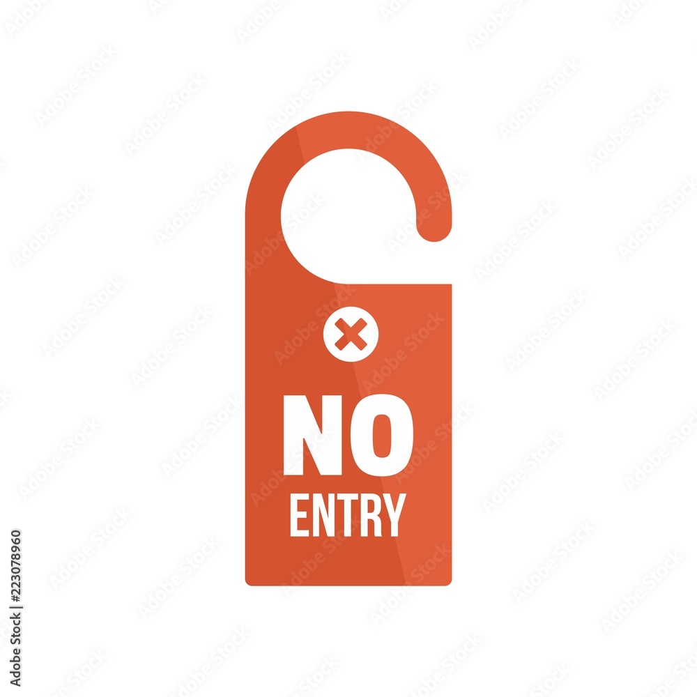 No entry door hanger icon. Flat illustration of no entry door hanger ...