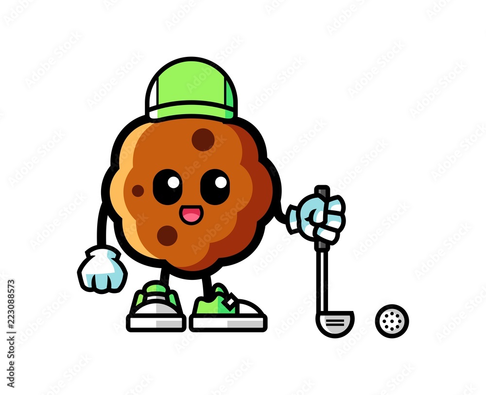 Cookie play golf mascot cartoon illustration Stock Illustration | Adobe ...