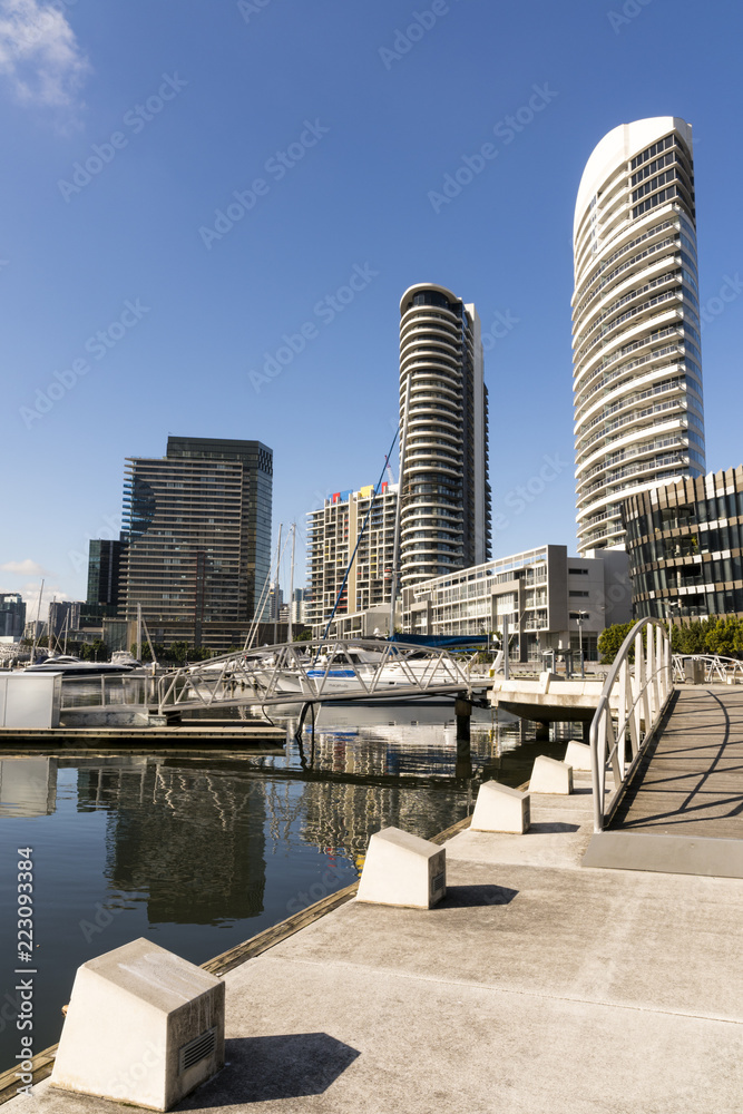 Docklands, Melbourne, Victoria, Australia. Waterfront buildings and ...