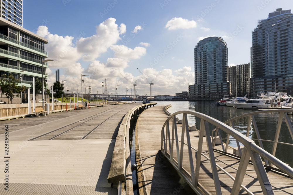 Docklands, Melbourne, Victoria, Australia. Waterfront buildings and ...