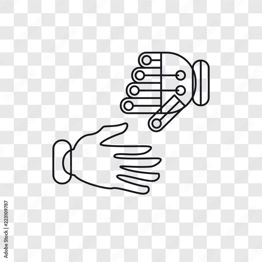 Robots and humans vector icon isolated on transparent background ...