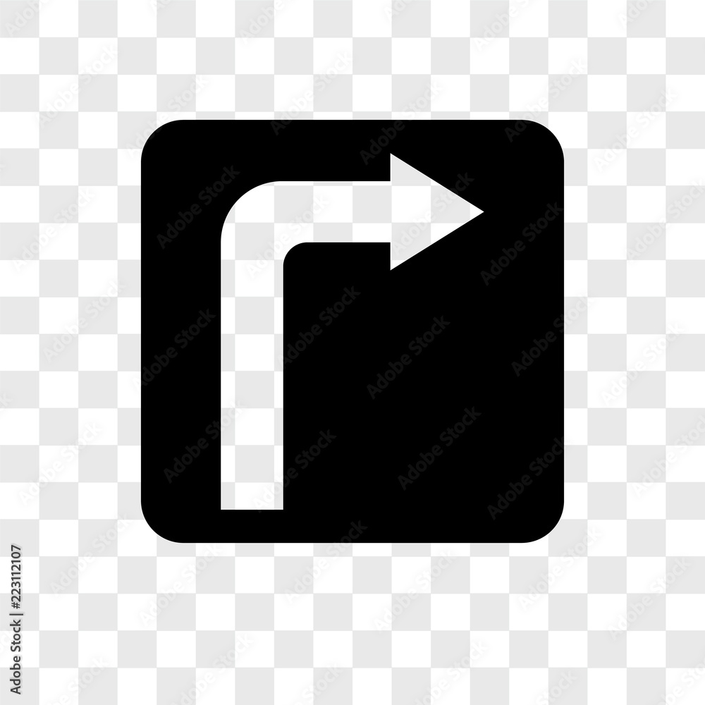 turn right icons isolated on transparent background. Modern and ...