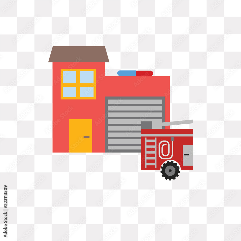 fire station icon on transparent background. Modern icons vector ...