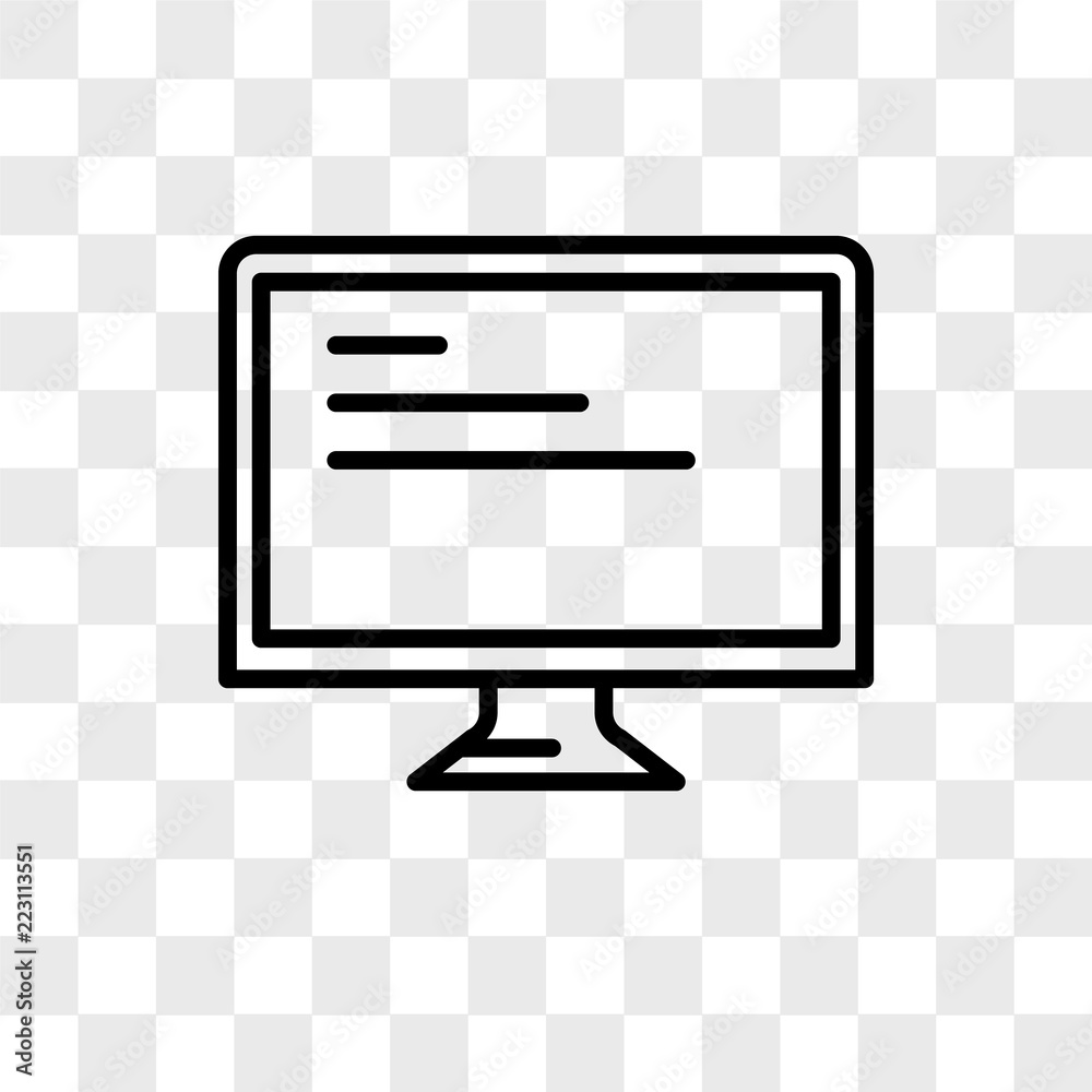 Screen vector icon isolated on transparent background, Screen logo ...