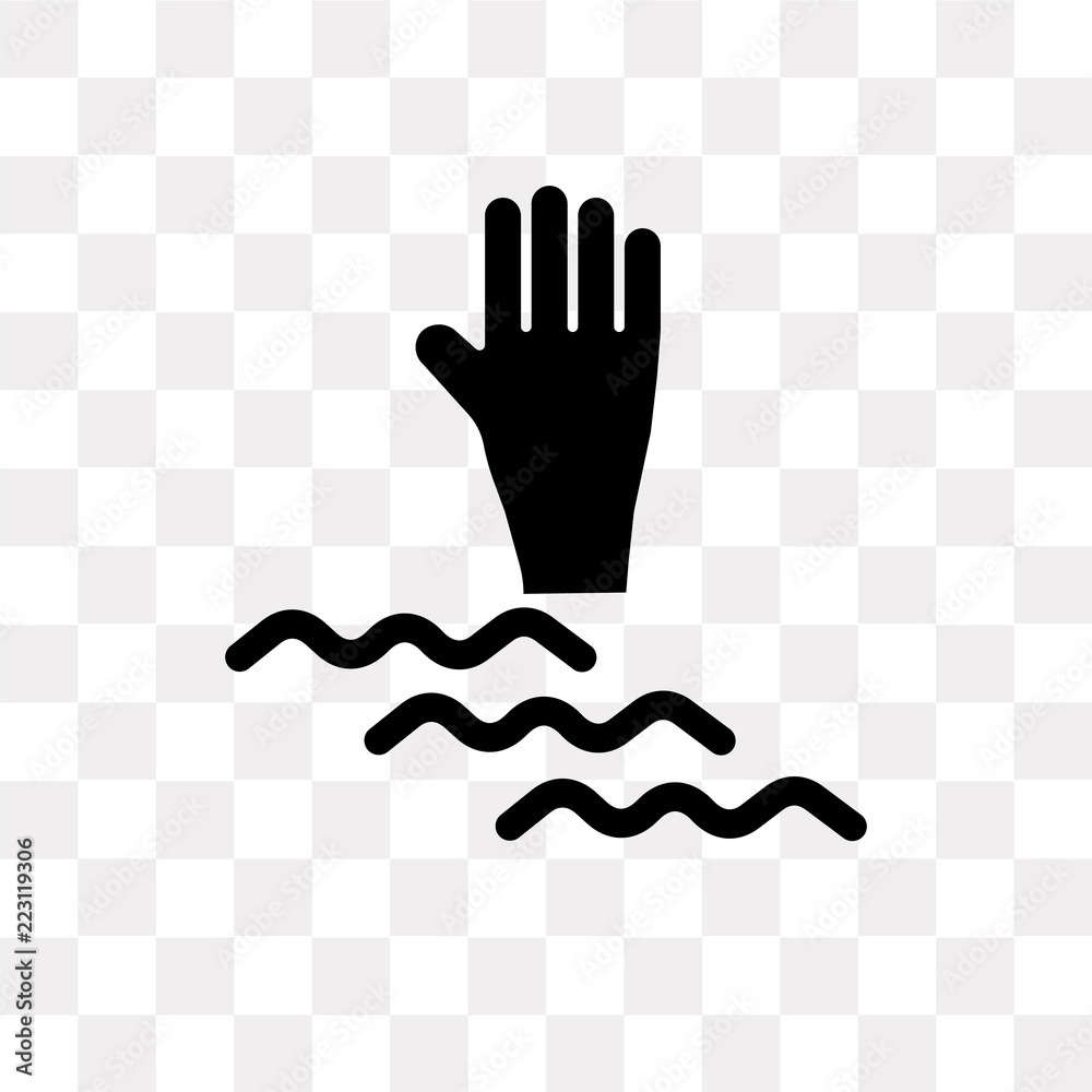 drowning icon on transparent background. Modern icons vector ...