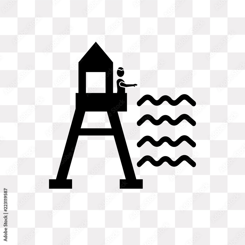 lifeguard chair icon on transparent background. Modern icons vector ...