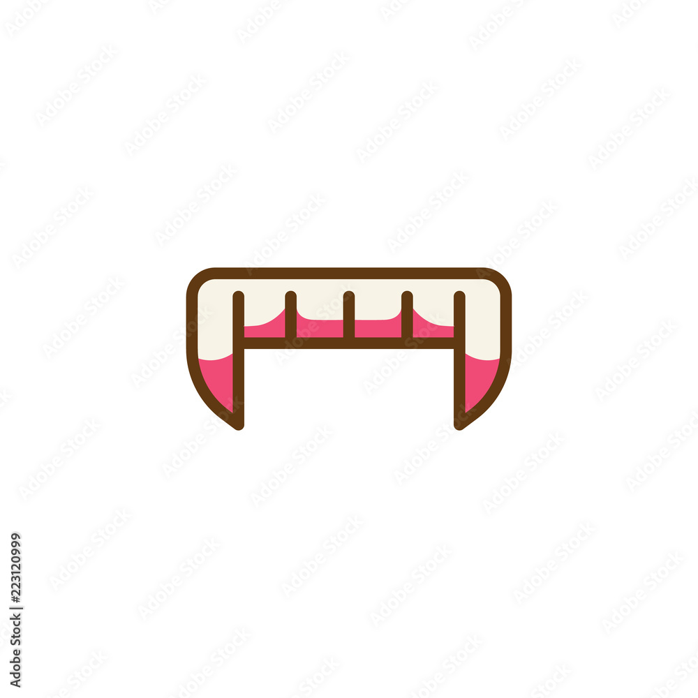 Vampire teeth filled outline icon, line vector sign, linear colorful ...