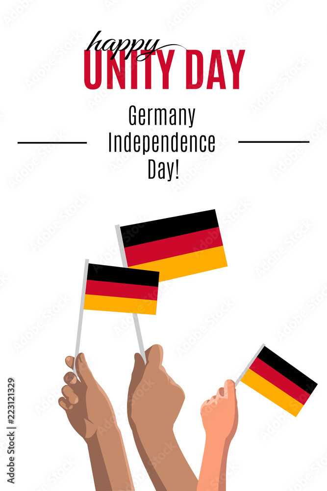 Happy Germany Unity Day placard, poster or greeting card. Text and ...