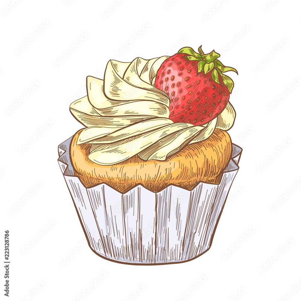 Vintage Cupcake Illustration