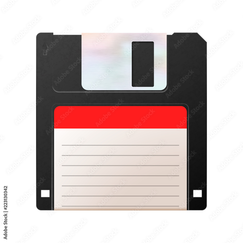 Realistic floppy-disk, retro object isolated on white Stock Vector ...