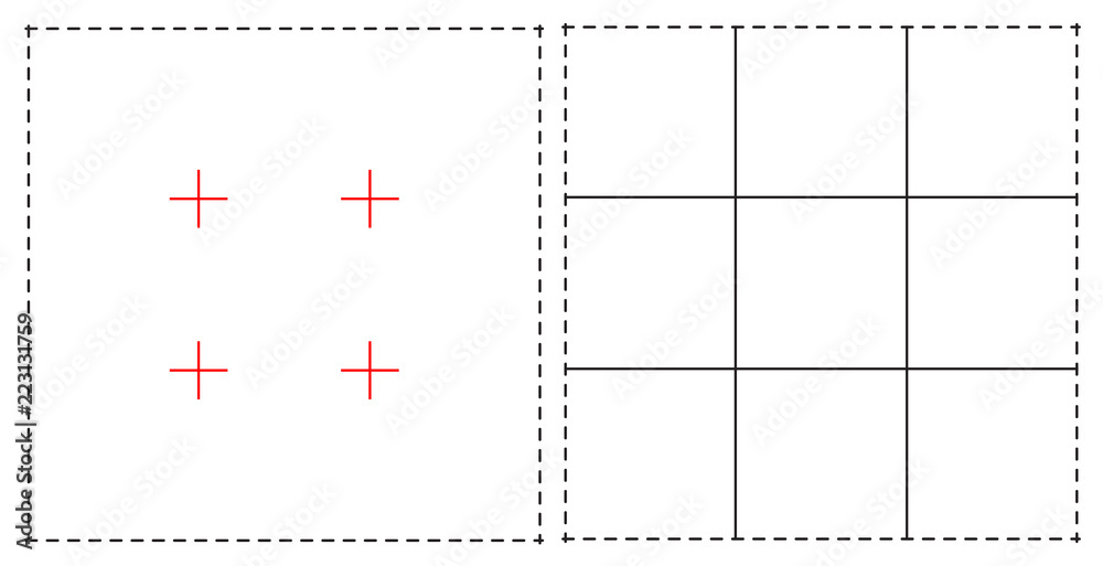 Vector illustration of the line rectangle to be Rule of Thirds. Stock ...