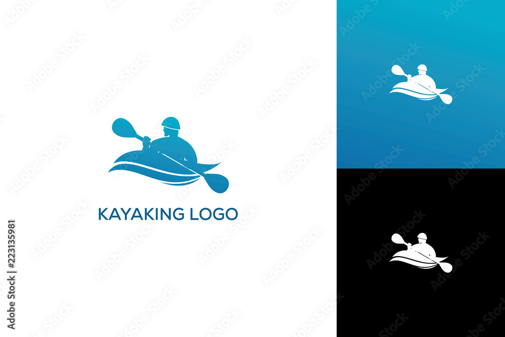 KAYAKING LOGO DESIGN Stock Vector | Adobe Stock