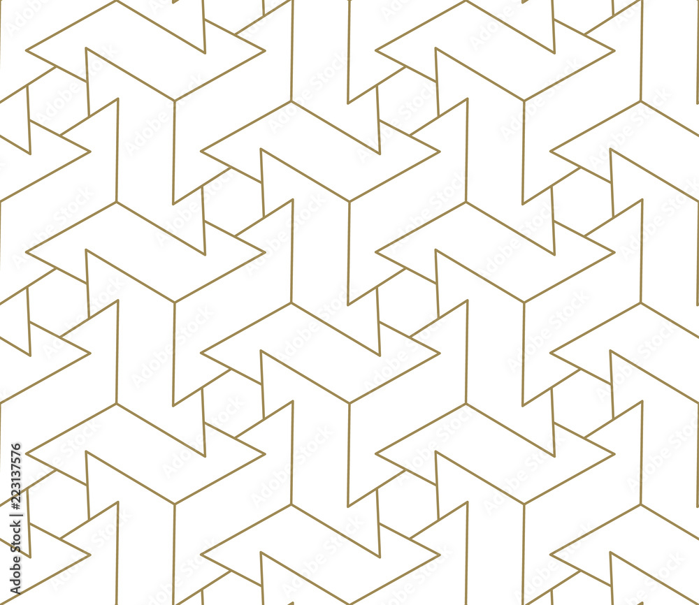 Modern simple geometric vector seamless pattern with gold line texture ...
