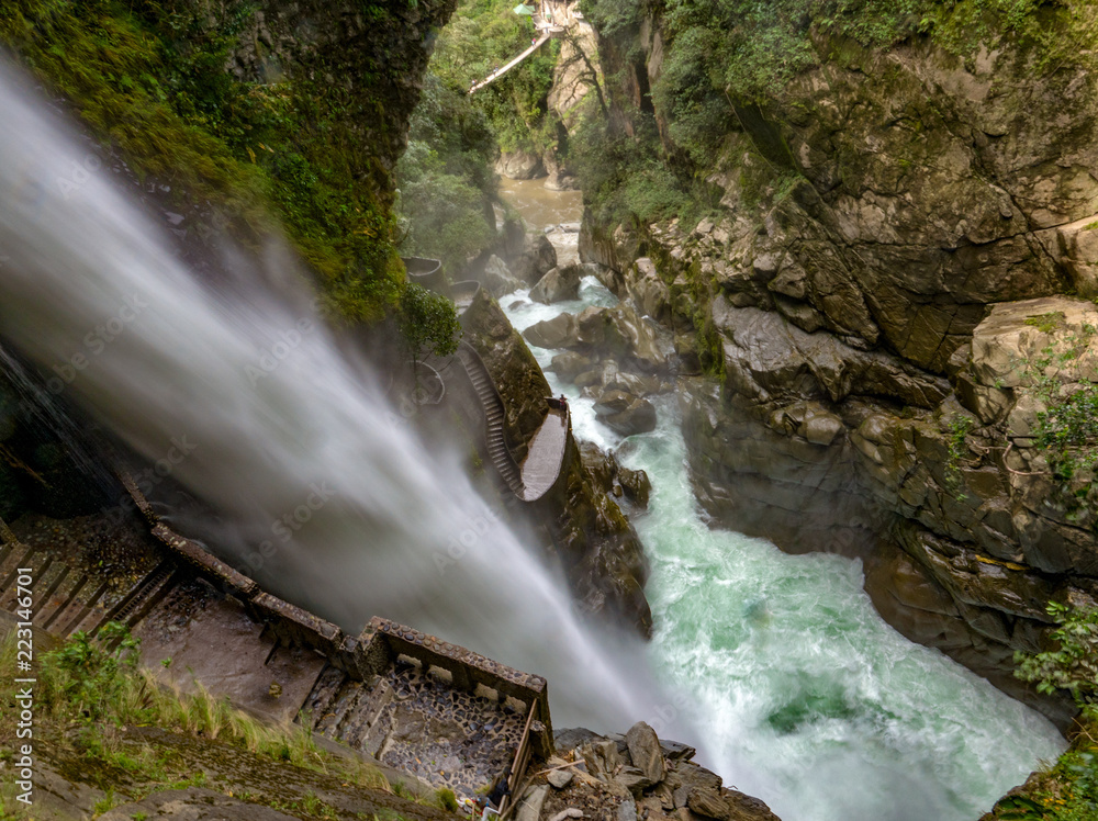 Magnificent waterfall called Pailon del Diablo (Devil's Cauldron) in ...