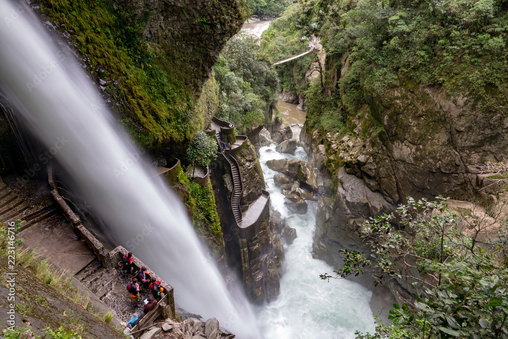 Magnificent waterfall called Pailon del Diablo (Devil's Cauldron) in ...