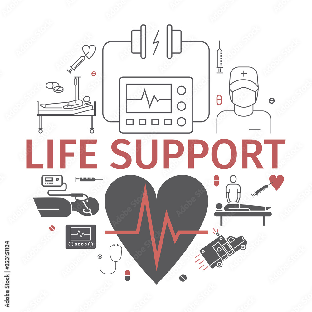 Reanimation symbols. Life support. Vector signs for web graphics. Stock ...