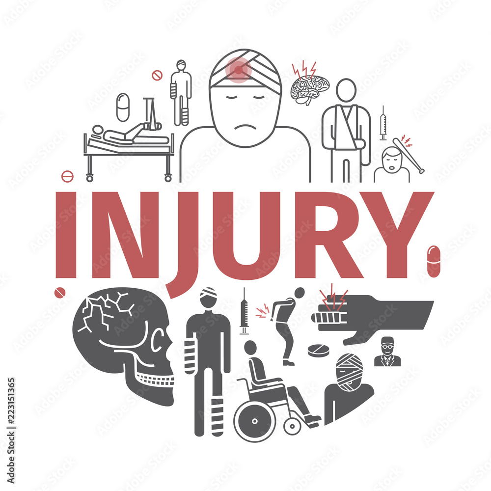 Injury banner. Infographic. Vector signs for web graphics. Stock Vector ...