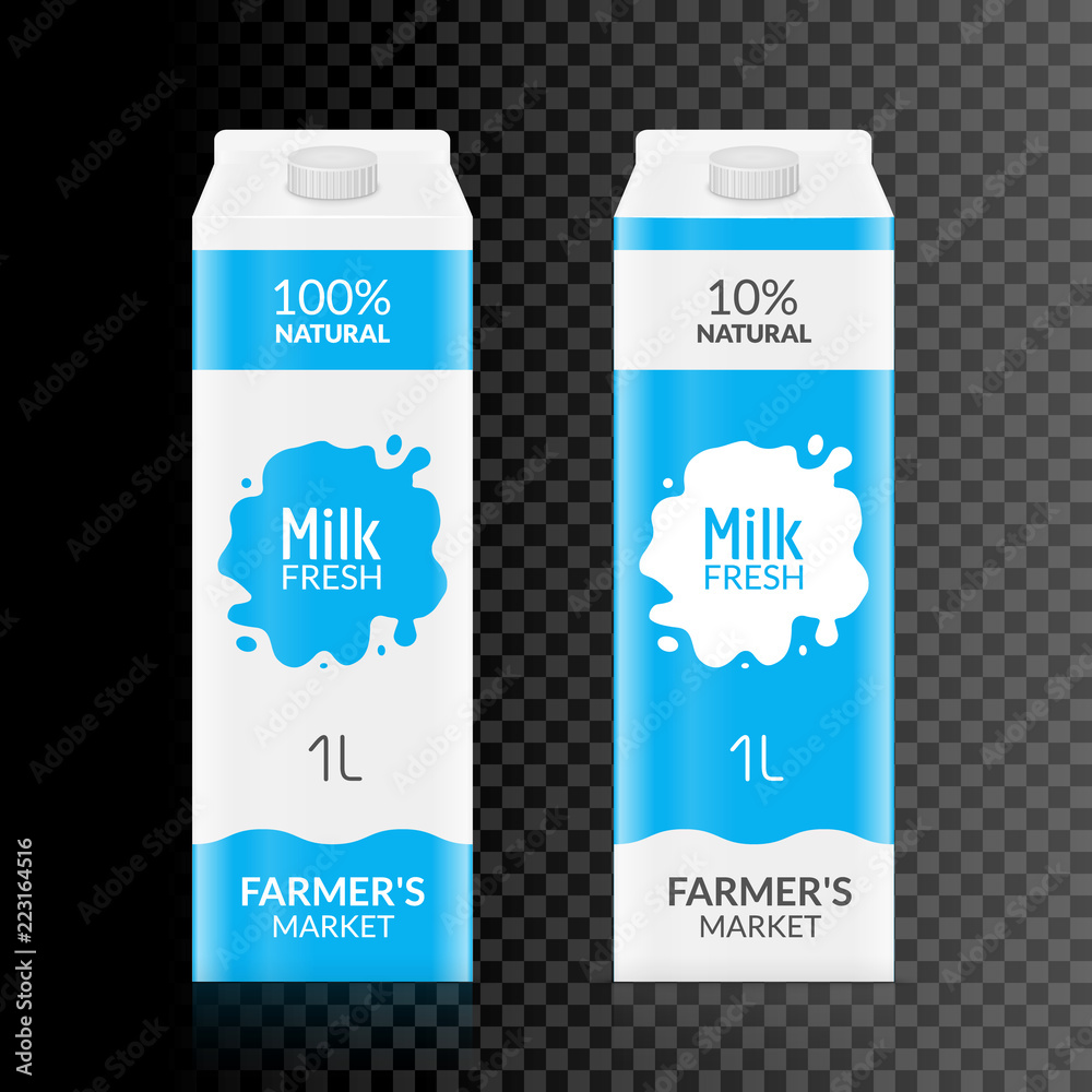 Milk packet isolated on white background. Vector illustration of carton ...