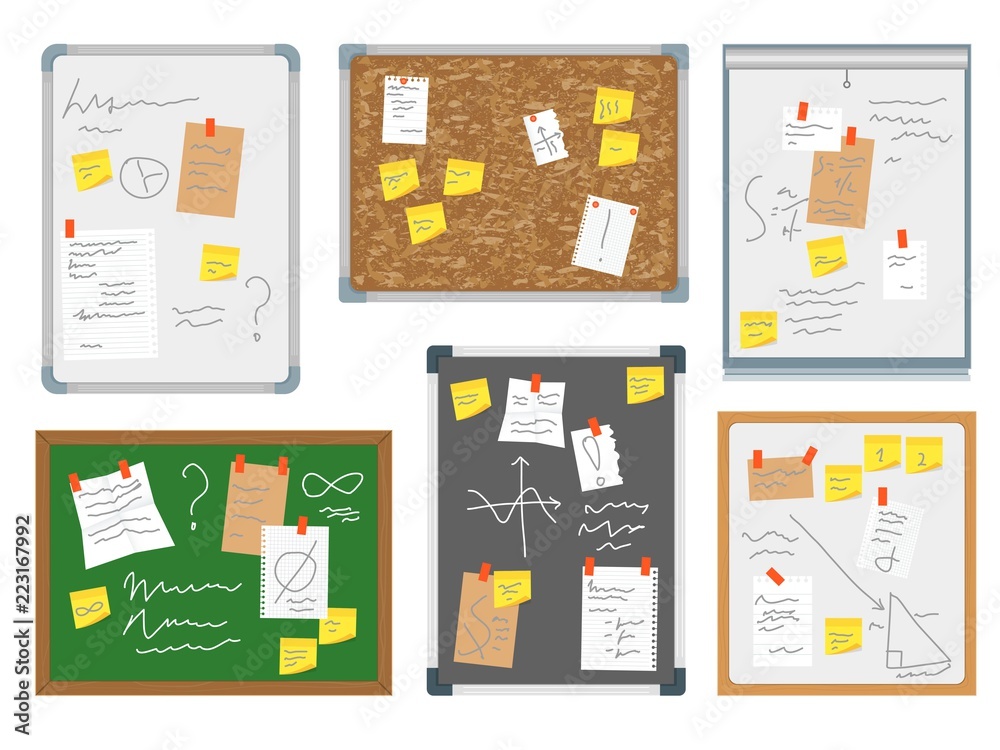 Cartoon Color Office Wall Board Pin Set. Vector Stock Vector | Adobe Stock