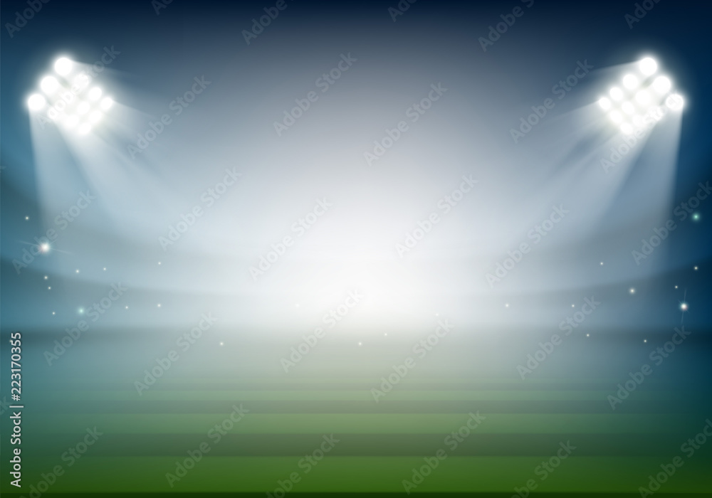 Blank football field on the stadium. Sports background illuminat Stock ...
