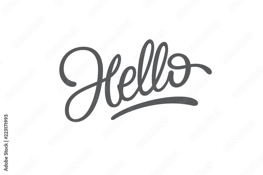 Hello Lettering on white isolated background. Typography for logo ...