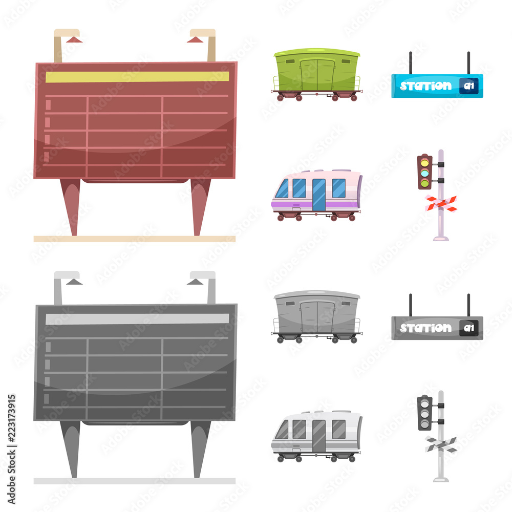 Vector design of train and station logo. Set of train and ticket vector ...