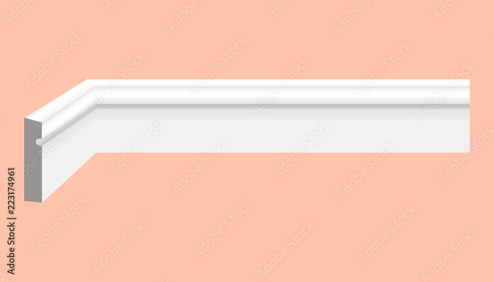 Skirting plastic white ceiling with drawings realistic vector Stock ...