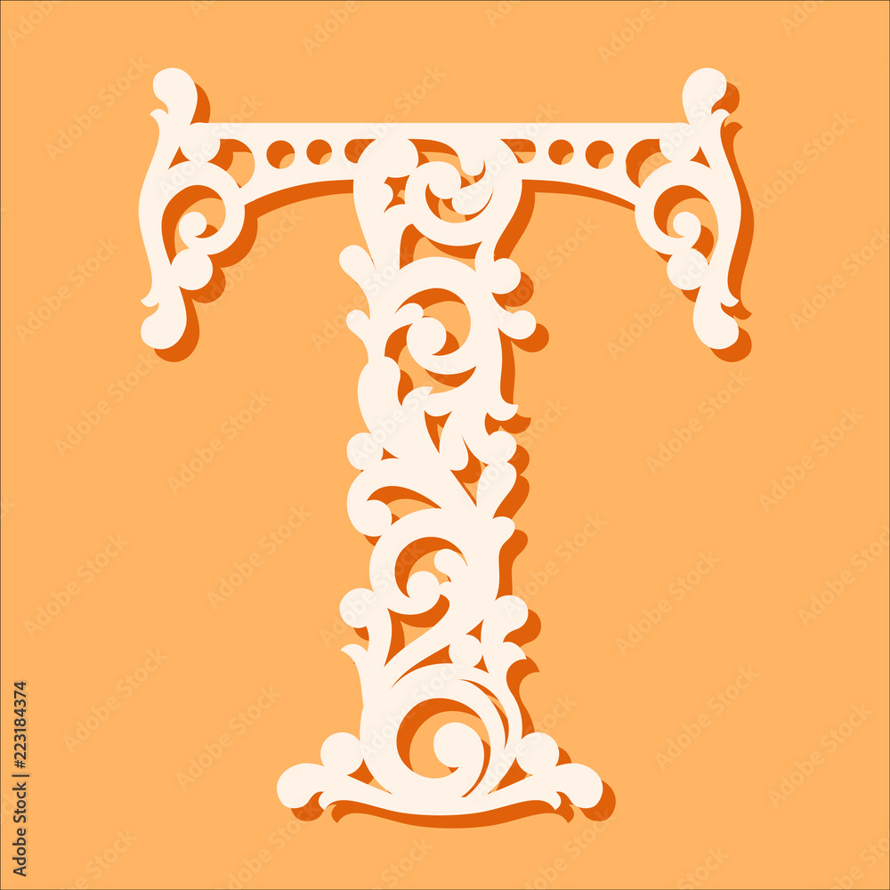 Laser cut template. Initial monogram letters. Fancy floral alphabet ...