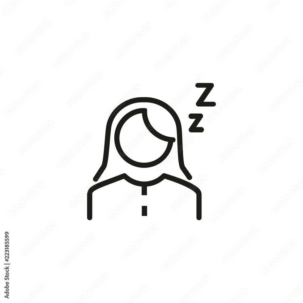Sleepiness line icon. Sleeping woman, drowsy, fatigue. Sleep concept ...