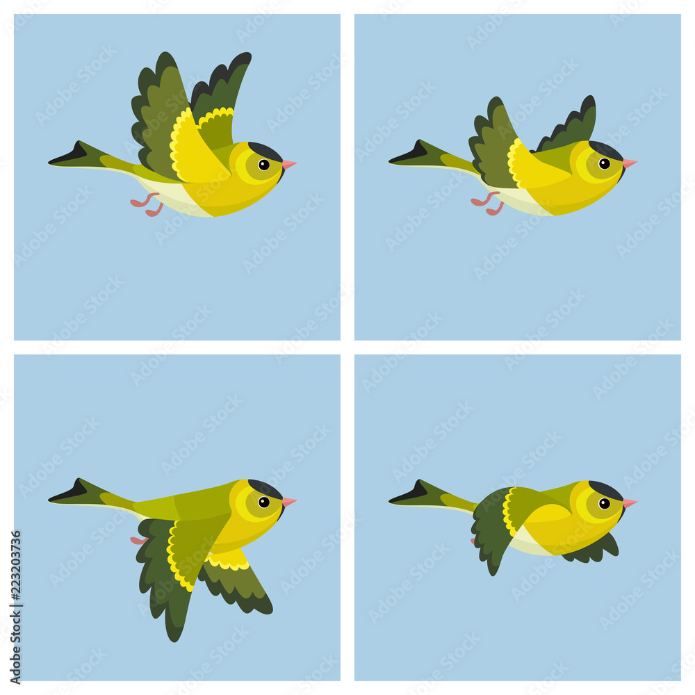 Flying European Siskin (male) animation sprite sheet Stock Vector ...