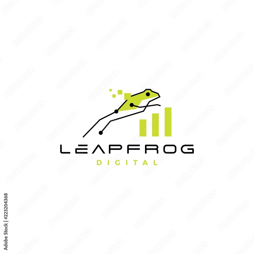 leap frog tech digital chart statistics logo vector icon design ...