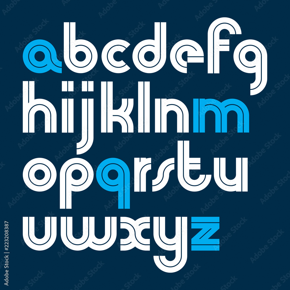 Set of vector bold lower case alphabet letters with white lines, best ...