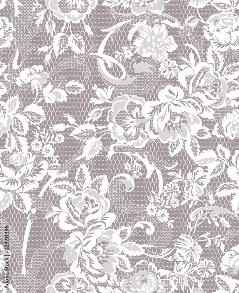 floral lace seamless pattern Stock Vector | Adobe Stock