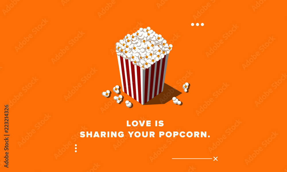 Love is Sharing Your Popcorn Box Vector Illustration Quote Poster Stock ...