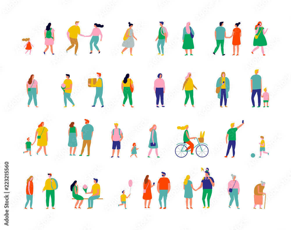 Colorful Crowd. Flat People big vector set. Male and female cartoon ...