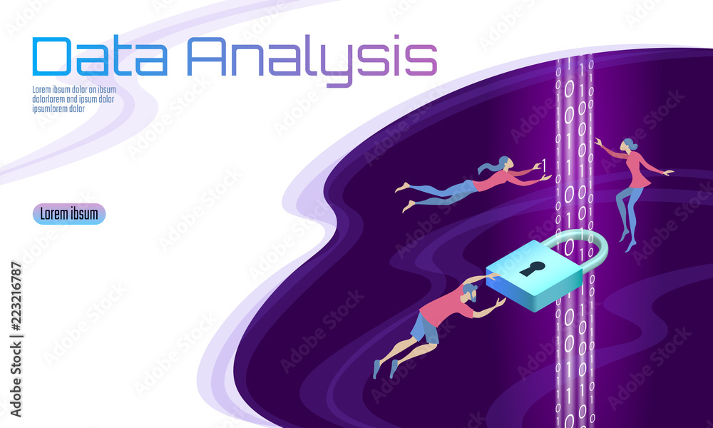 Secure data analysis processing business concept. Personal information ...