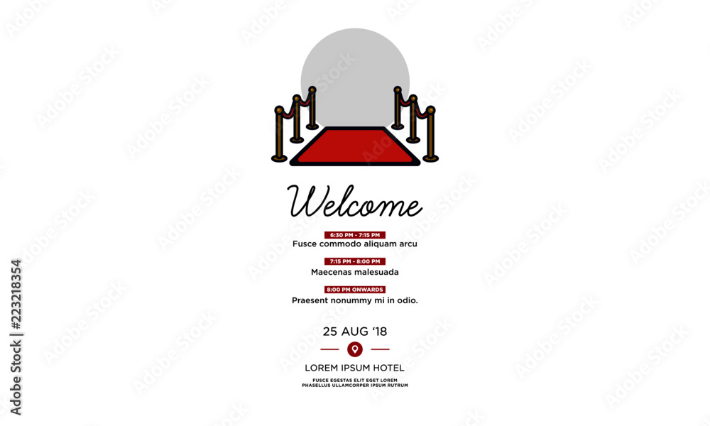 Welcome Event Invitation with Red Carpet Vector Illustration in Flat ...