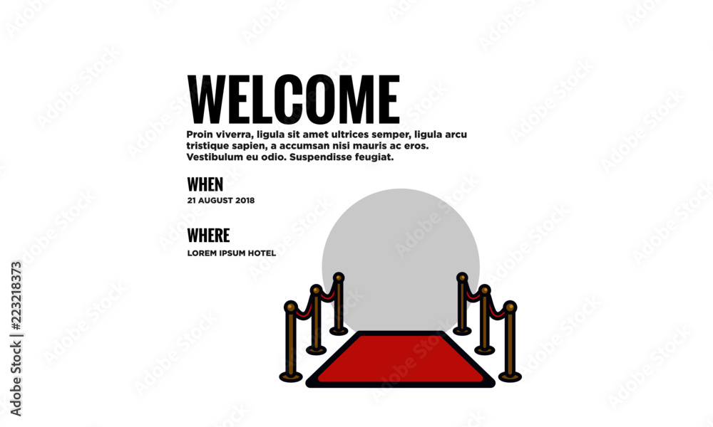 Welcome Event Invitation with Red Carpet Vector Illustration in Flat ...