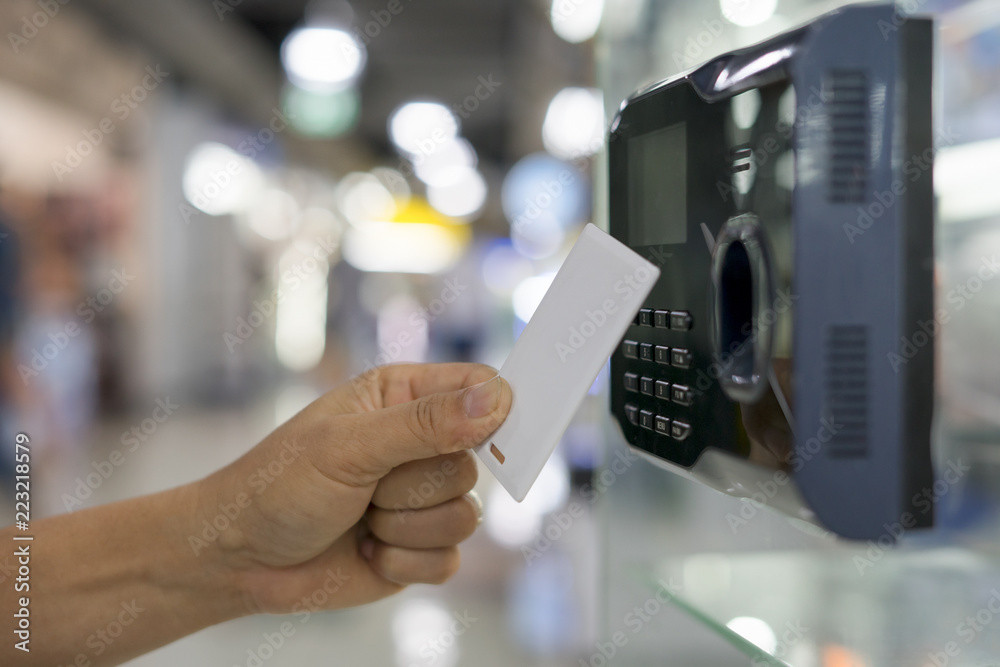 Finger print and key card scan for enter security system Stock Photo ...