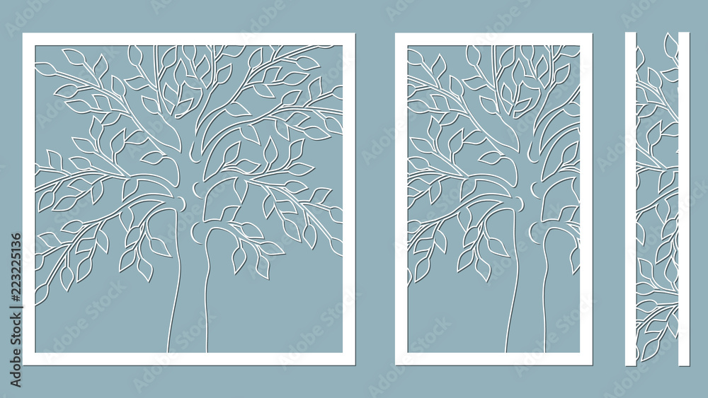 Laser cut. vector design. Laser cutting template tree. paper cutting ...