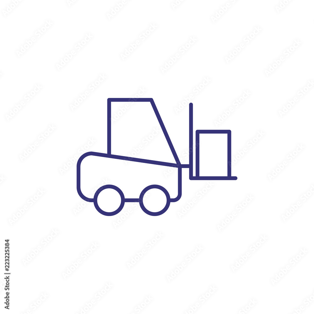 Autoloader line icon. Forklift truck, box, cargo. Logistics concept ...