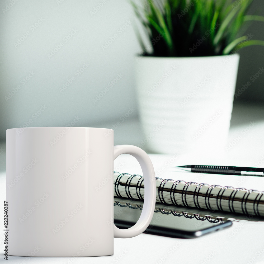 White Mug Mockup - office workplace theme. Perfect for businesses ...