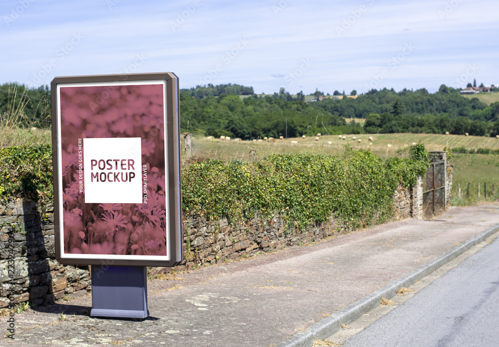Rural Advertising Billboard Mockup Stock Template | Adobe Stock