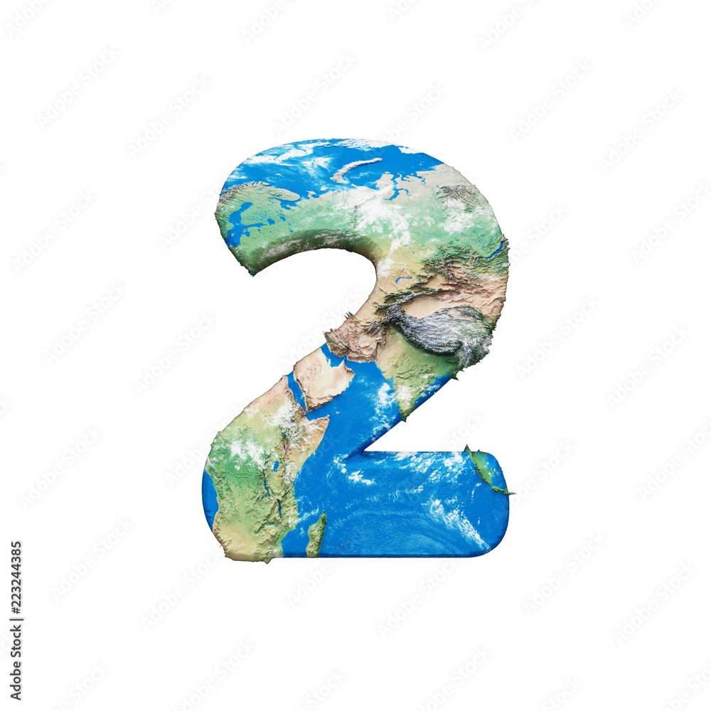 World earth globe alphabet number 2. Global worldwide font with NASA ...