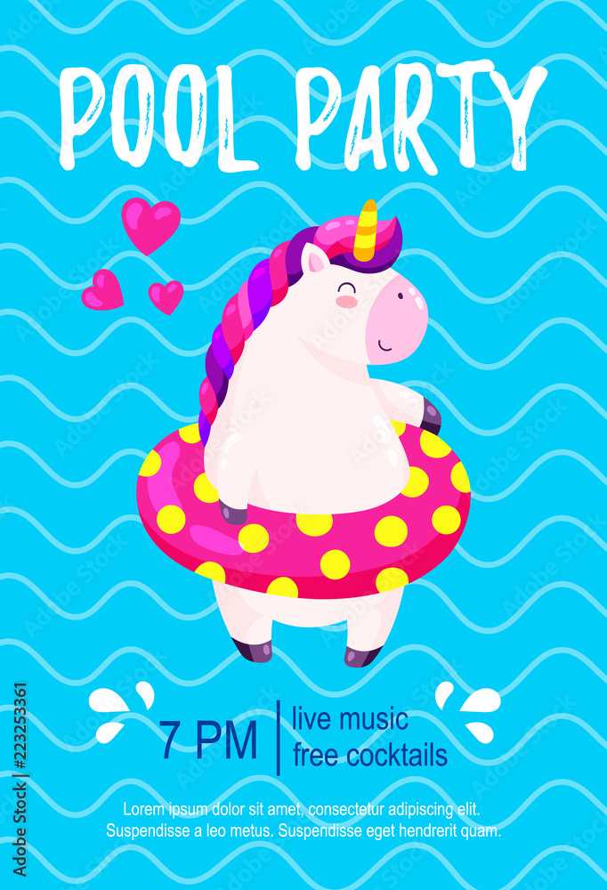 Pool party invitation. Template, background for banner, flyer. Vector ...